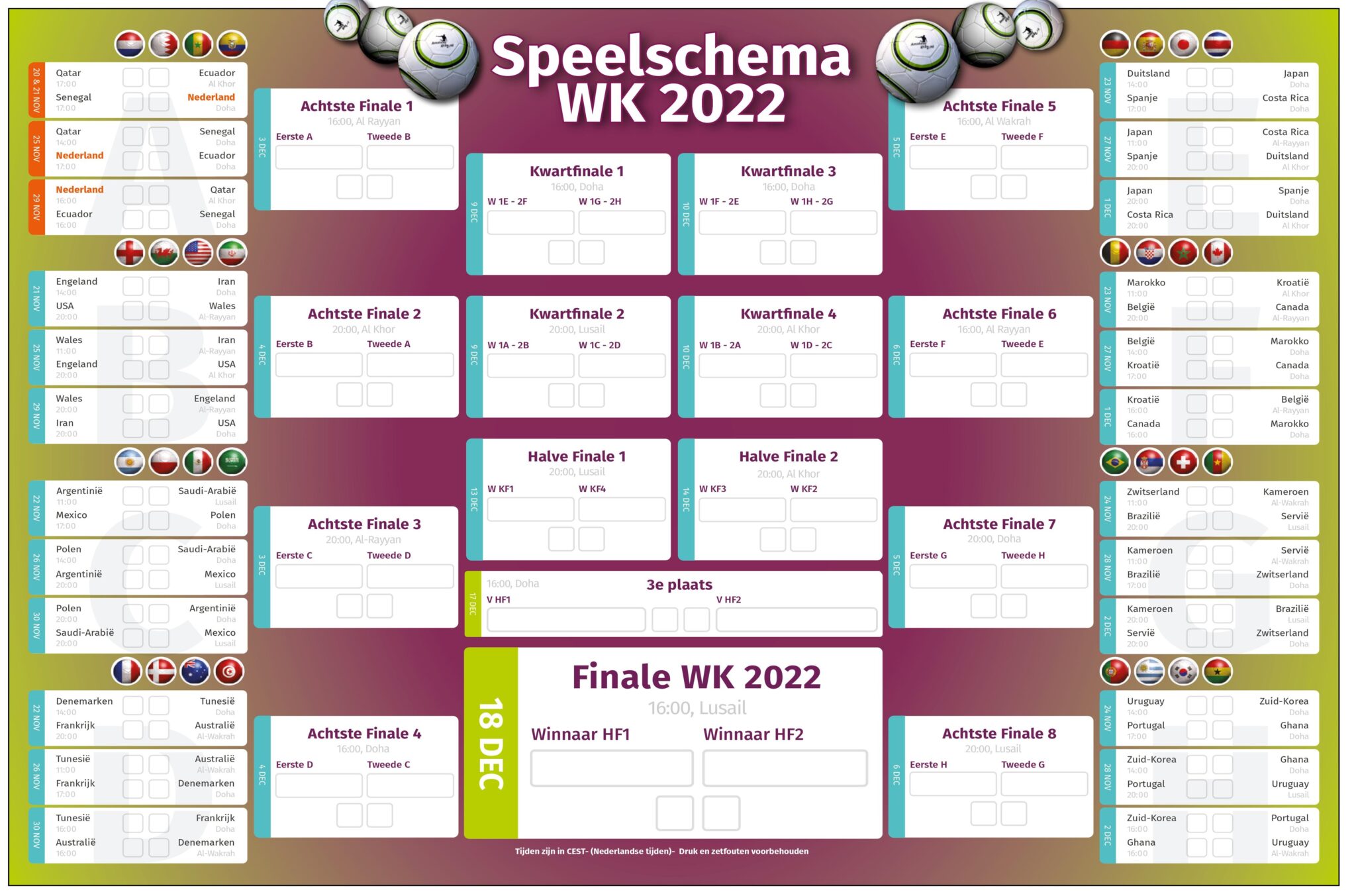 Speelschema WK voetbal 2022 Qatar | Amateurgras